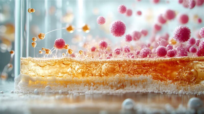 Microscopic View of White, Yellow and Orange Small Organelle, Virus ...