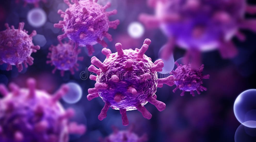 Microscopic Viral Landscape in Purple Stock Photo - Image of ...