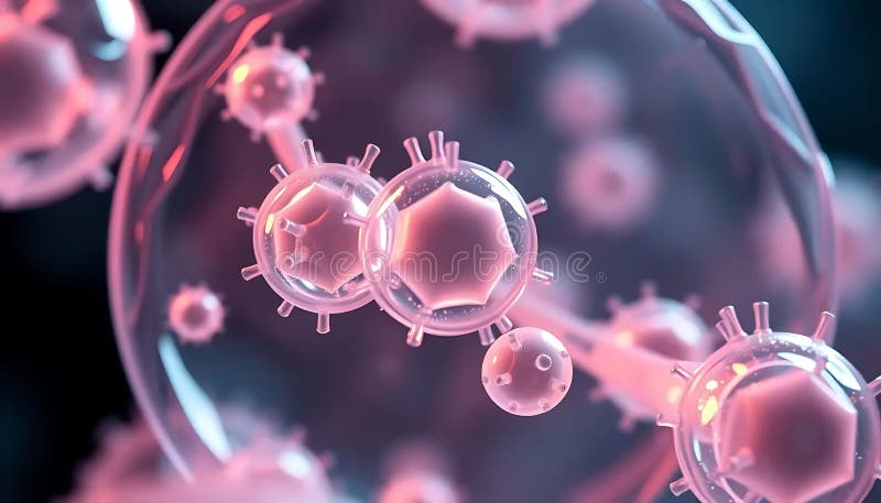 Microscopic Viral Structures in 3D Stock Illustration - Illustration of ...
