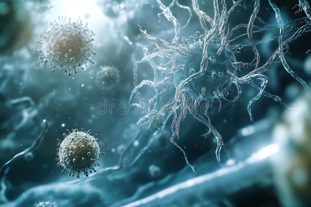 Microscopic Virus Bacteria Pathogen Germ, Infectious Disease Concept ...