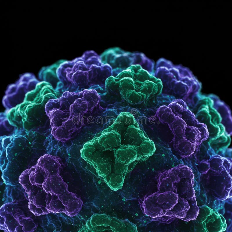 Microscopic Virus Cell 3D Rendering Stock Illustration - Illustration ...