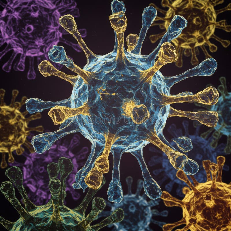 Microscopic Virus Cell Structure: Colorful 3D Render Stock Illustration ...