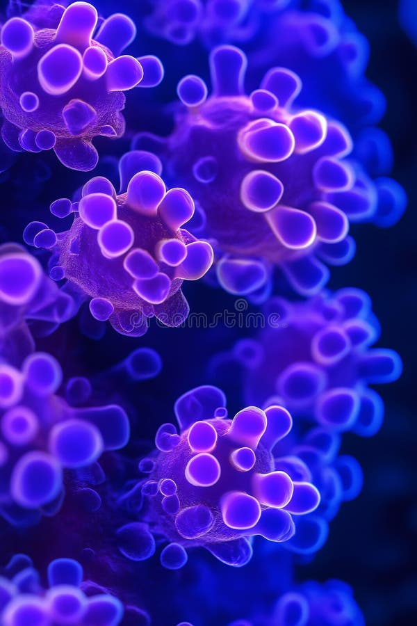 Microscopic Virus Closeup Vivid Purple Blue High Quality Image Stock ...