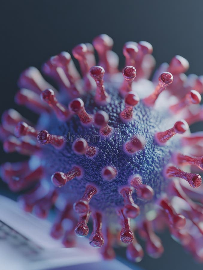 Microscopic Virus Image with a Purple Aura Background Stock Photo ...