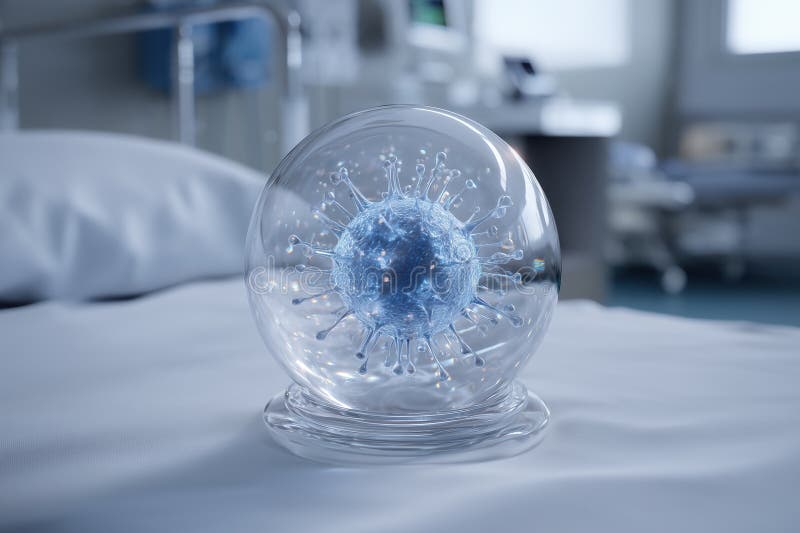 Microscopic Virus Model in Glass Sphere Stock Illustration ...
