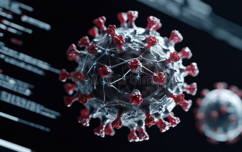 Microscopic Virus Particle 3D Render Red and Stock Illustration ...