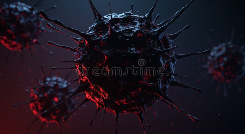 Microscopic Virus Rendering Dark Red Spikes Stock Illustration ...