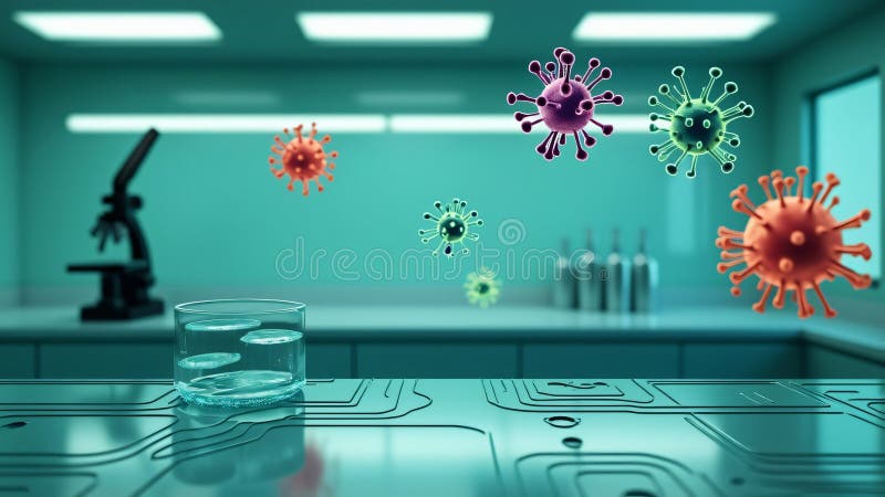 Microscopic Virus Research Lab Scene 3D Render Good Resolution Stock ...