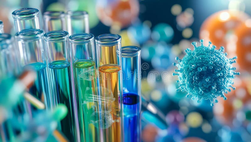 Microscopic Virus Research Lab Test Tubes High Quality Image Stock ...