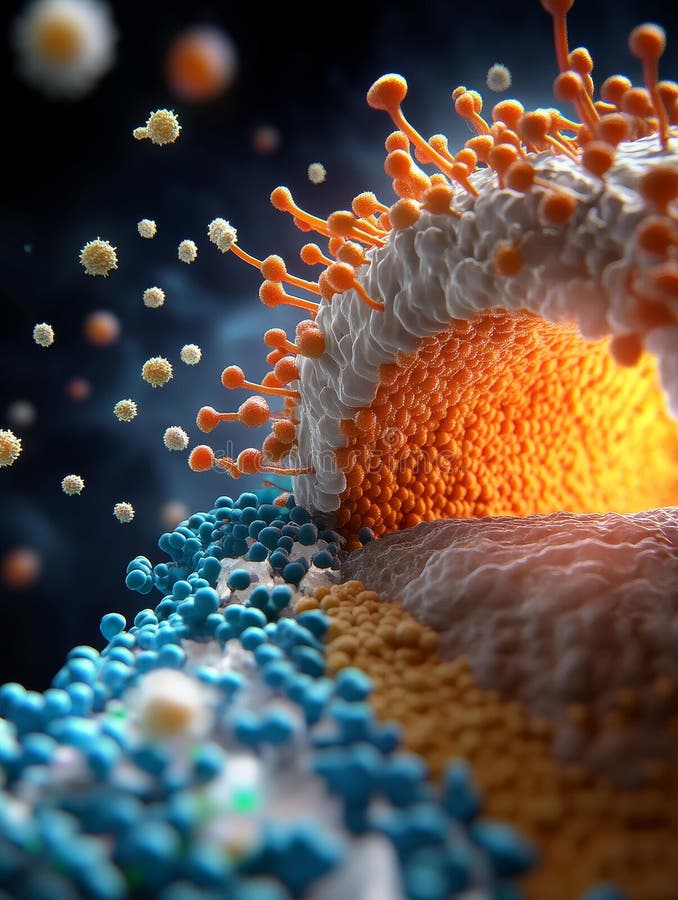 Microscopic Virus Structure Cellular Infection Detailed Microscopic ...