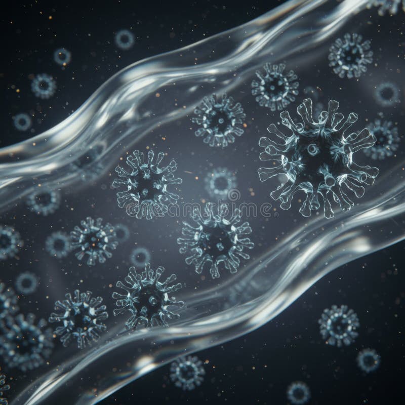 Microscopic Virus in Transparent Vessel Stock Illustration ...