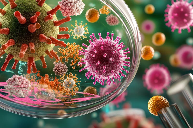 Microscopic Virus World stock illustration. Illustration of scientific ...