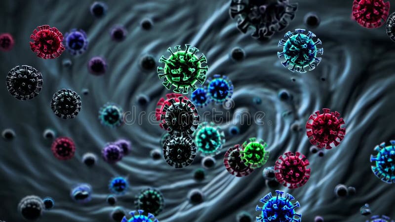 Microscopic Viral Particles Spinning, Floating Inside Dark Fluid ...