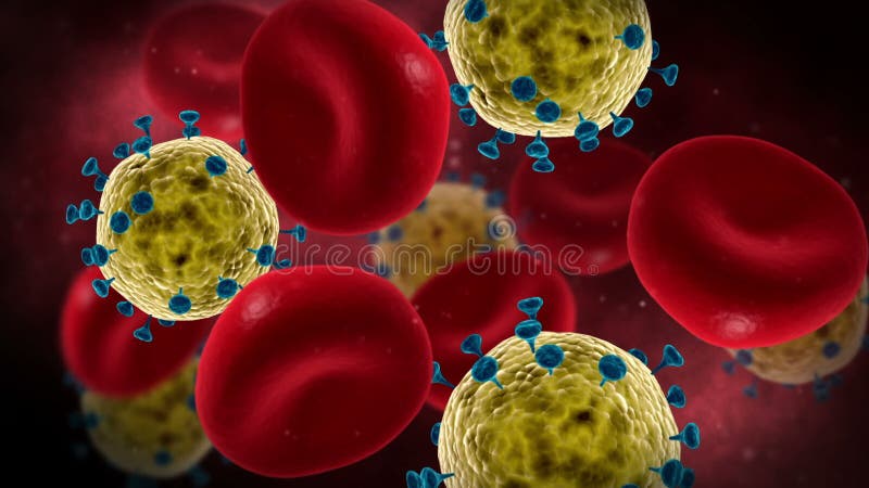 Microscopic Visualization of the Coronavirus and Red Blood Cells Stock ...