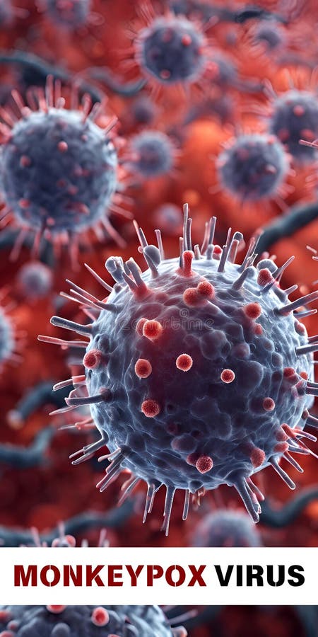 Microscopic Visualization of Mpox Virus in Red Tones. Monkeypox Virus ...