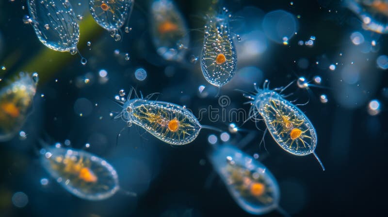 Microscopic Water Insects, Tiny Water Fleas or Aquatic Larvae ...