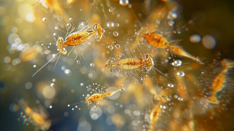 Microscopic Water Insects, Tiny Water Fleas or Aquatic Larvae ...