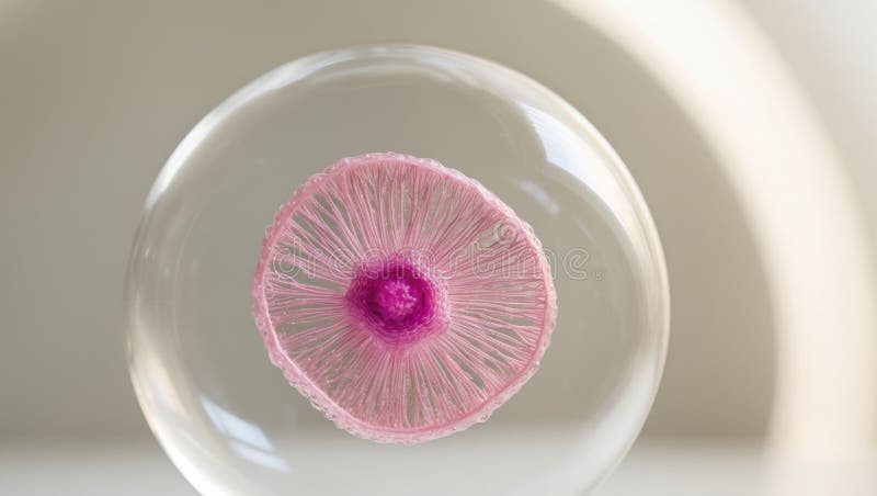 Microscopic Wonder a Pink Cell Encapsulated in a Clear Sphere. Stock ...