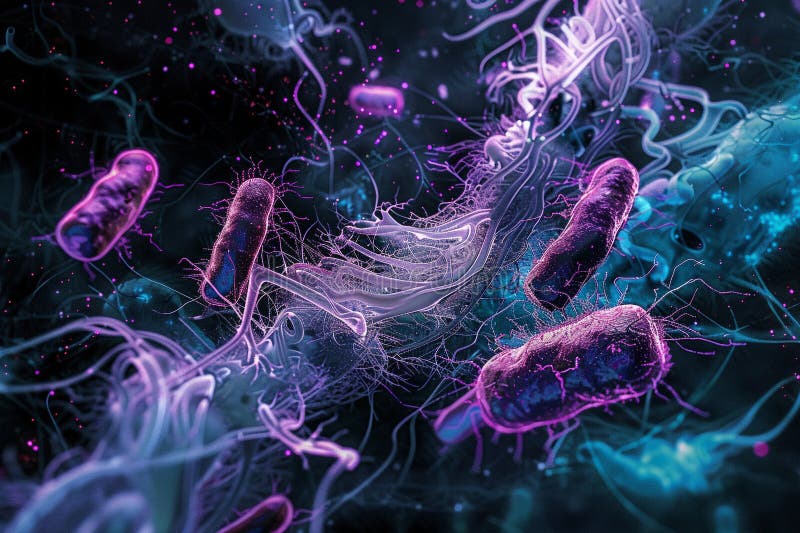 Microscopic World of Bacteria Stock Illustration - Illustration of ...