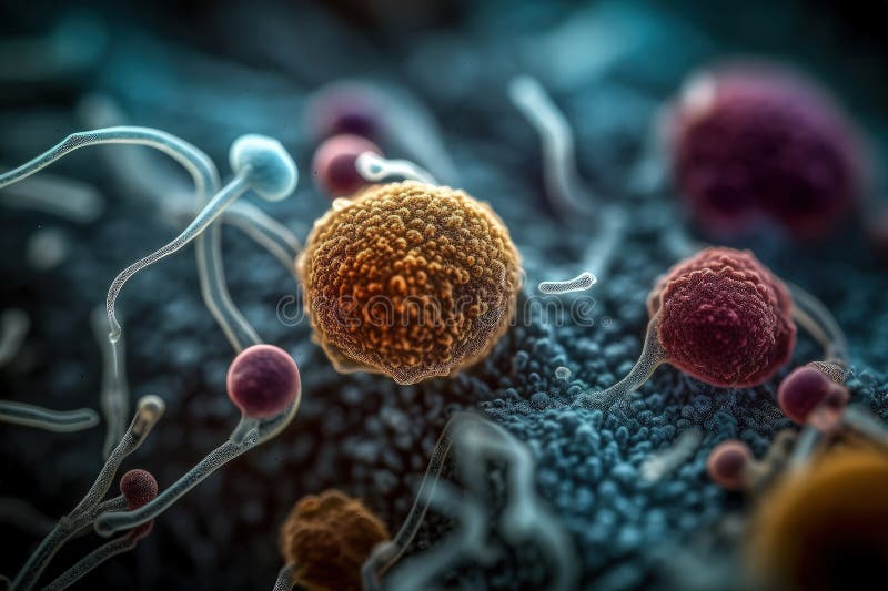 Microscopic World: Bacteria and Virus Cells in Scientific Laboratory ...