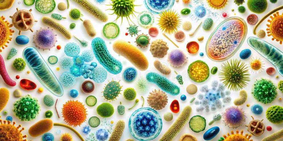 Microscopic World a Colorful Array of Diverse Microorganisms, Unveiling ...