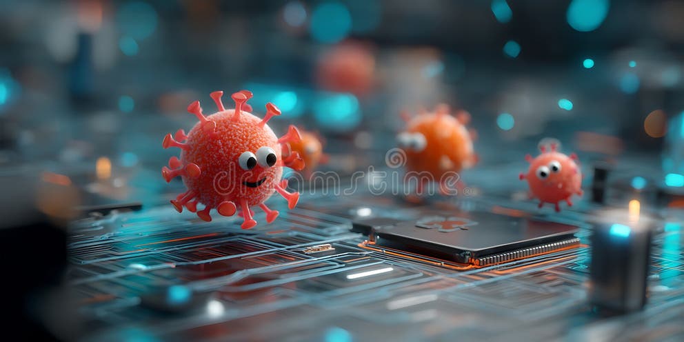 Microscopic World 3D Render of Animated Virus Particles Detailed ...