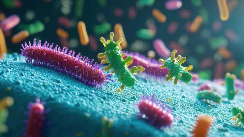 Microscopic World a Detailed View of Bacteria Microbes on Textured ...