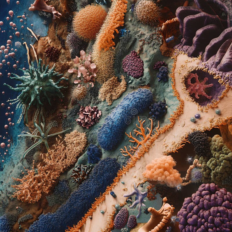 Microscopic World Diverse Bacteria and Microorganisms Thrive in Vibrant ...