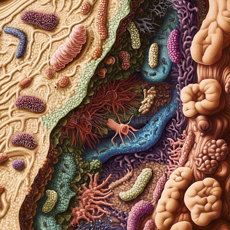 Microscopic World Diverse Colorful Bacteria and Microbes Illustration Stock Illustration ...