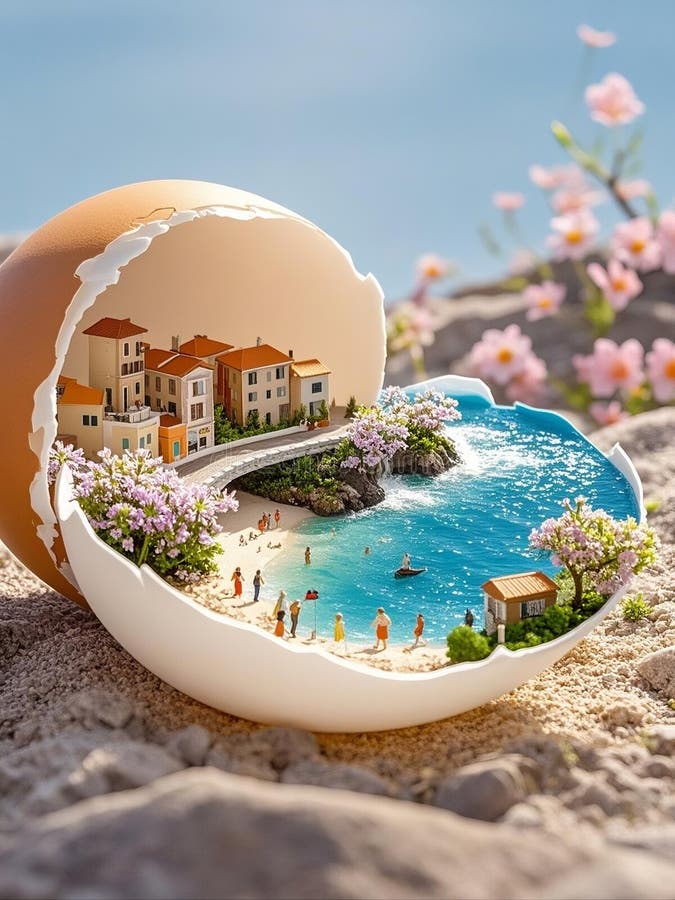 The Microscopic World in Eggs, the Leisure Life of People in Villas AI ...