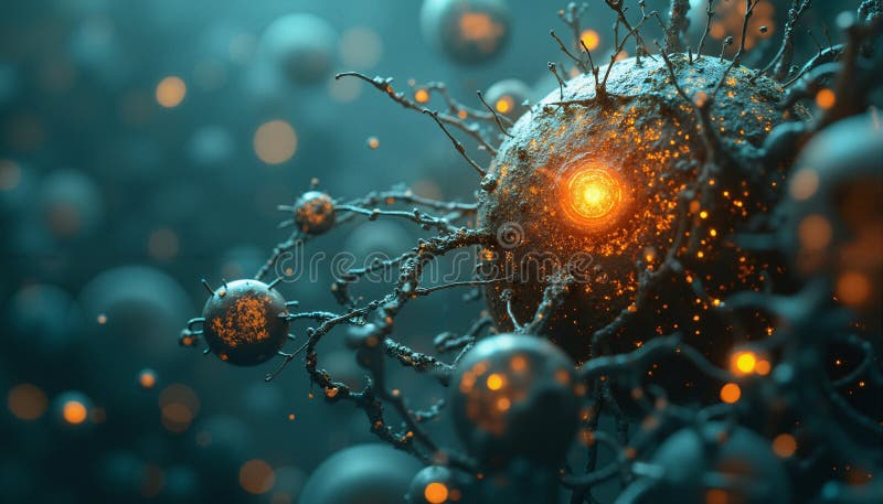 Microscopic World of Glowing Orbs Stock Image - Image of energy ...