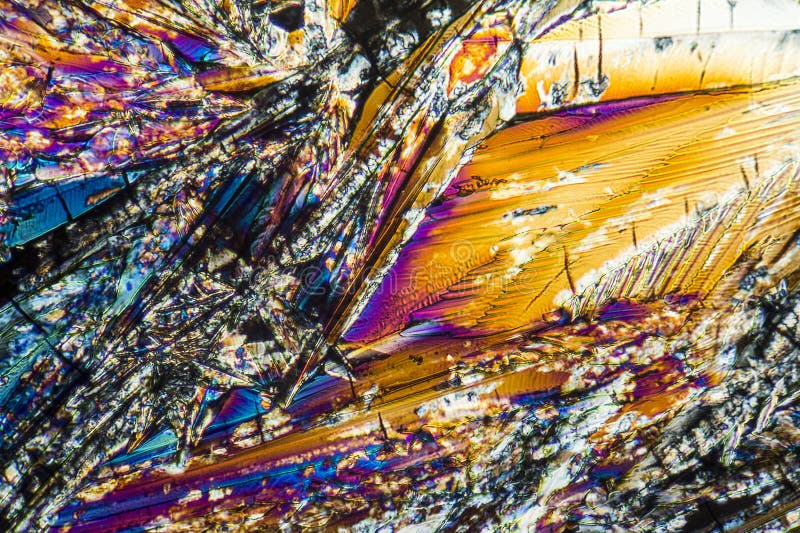 Microscopic View of Sucrose Crystals in Polarized Light Stock Photo ...