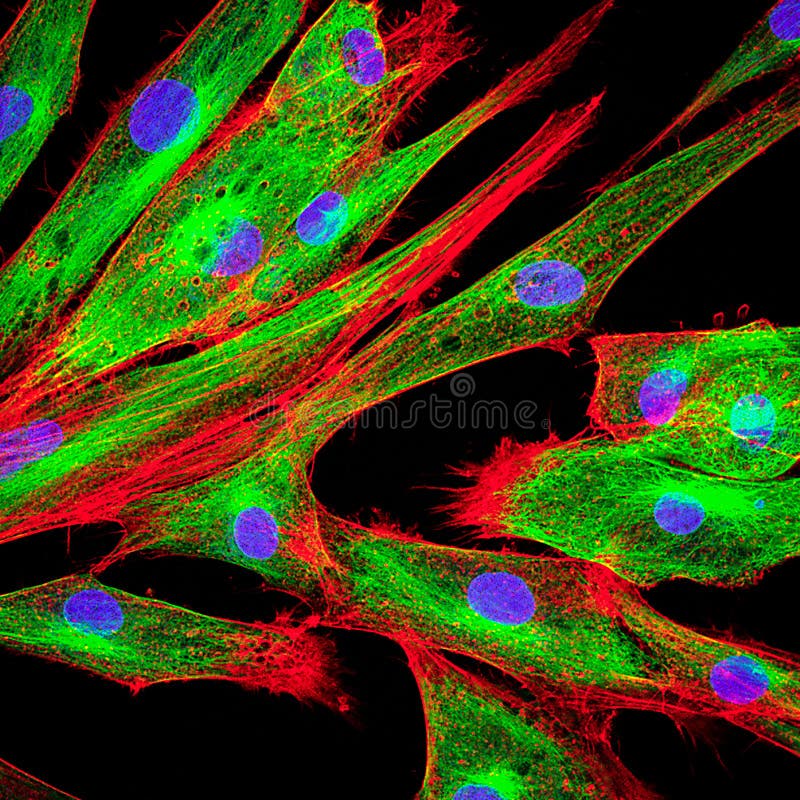 Microscopie Confocal Des Cellules De Fibroblaste Image stock - Image of ...