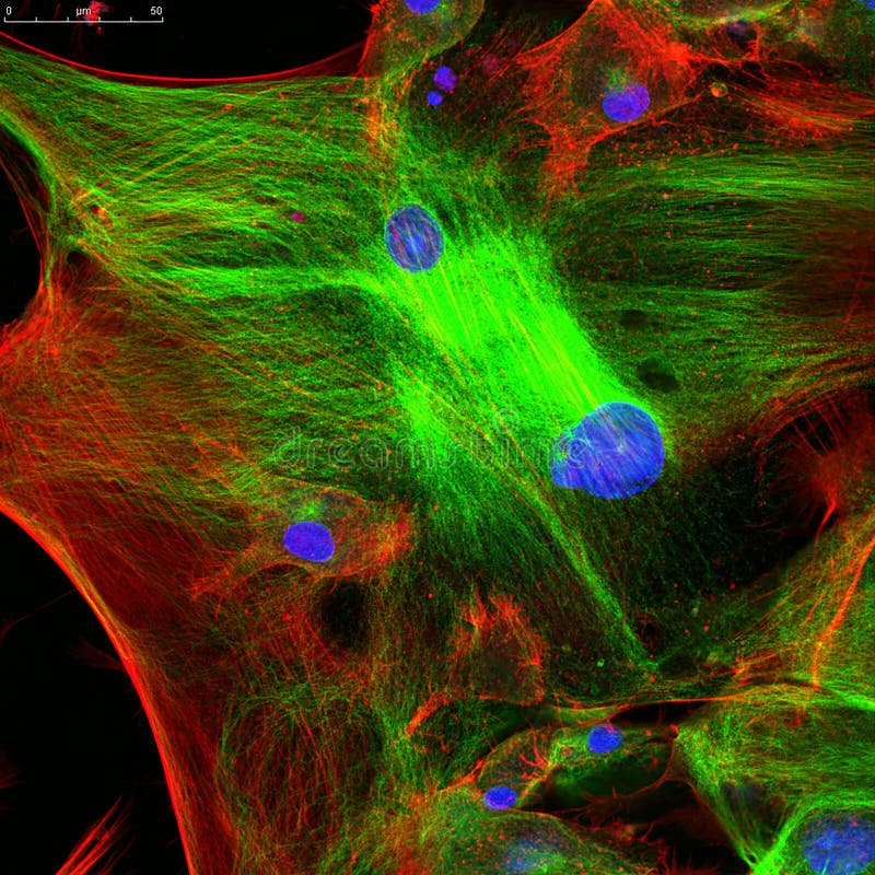 Microscopie Confocal Des Cellules De Fibroblaste Photo stock - Image du ...