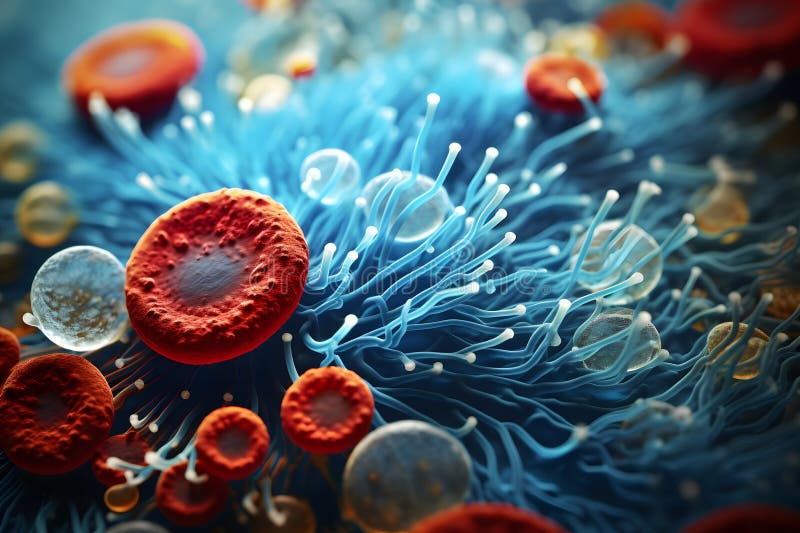 A Microscopy of Bacteria, Electron Microscopy,500x Zoom Closeup ...