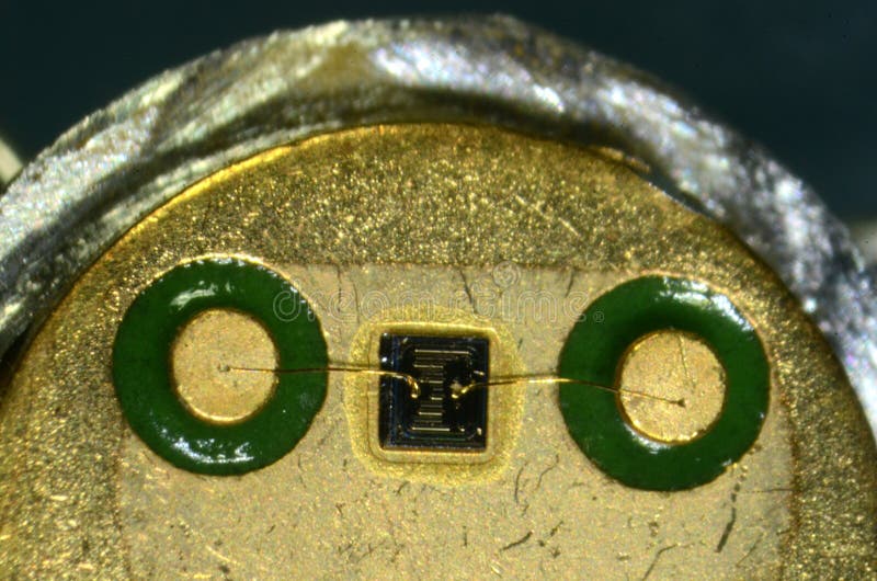 Microscopy of the Interior of a 1990`s Type Silicium Transistor Type ...