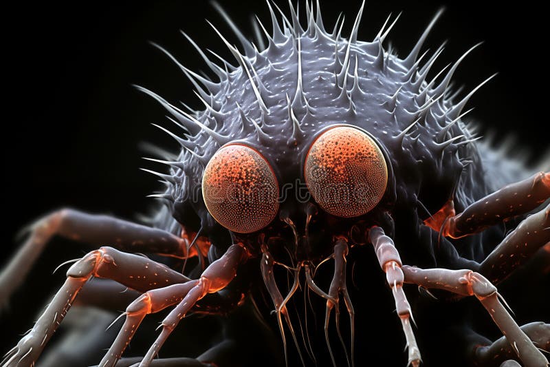 Microscopy of Mite Face, Electron Microscopy,1000x Zoom, Generative AI ...