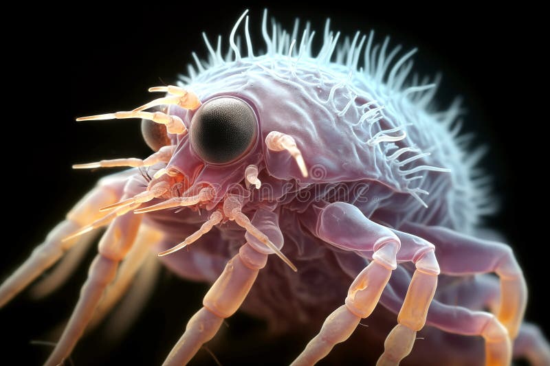 Microscopy of Mite Face, Electron Microscopy,1000x Zoom, Generative AI ...