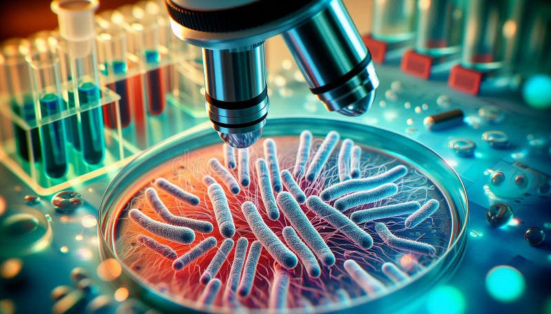 Microscopy View of Bacteria in Scientific Research Stock Illustration ...
