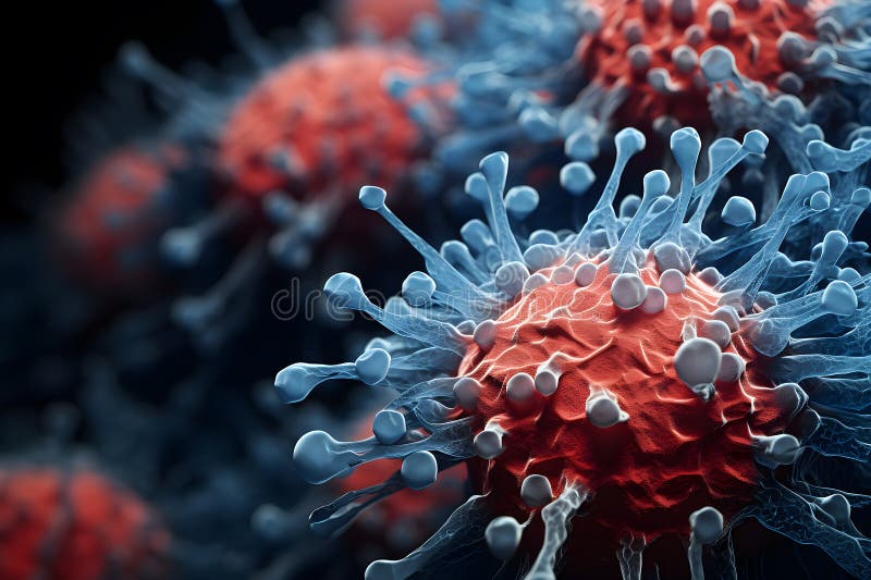 Microscopy of Virus, Electron Microscopy Zoom, Closeup ...