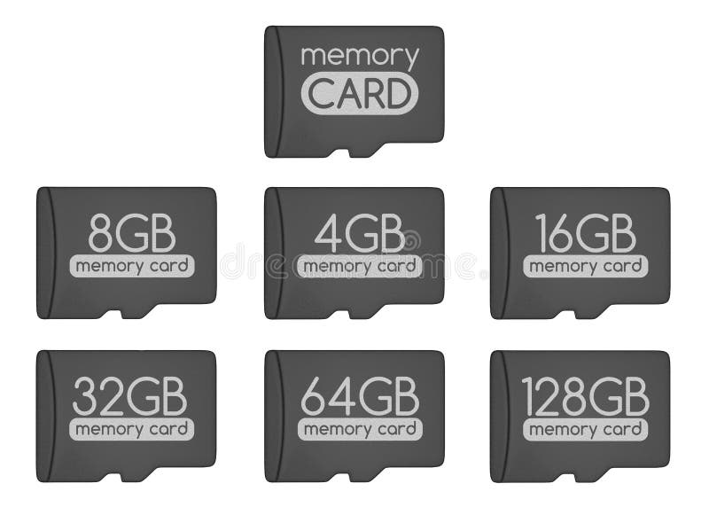 MicroSD memory cards set stock illustration. Illustration of adapter ...