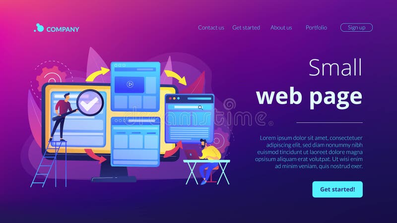 Microsite Development Concept Landing Page Stock Vector - Illustration ...