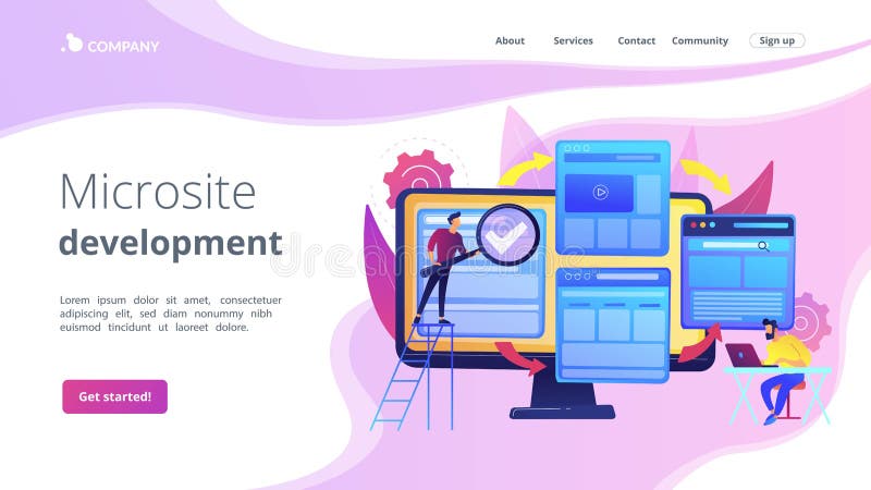 Microsite Development Concept Landing Page Stock Vector - Illustration ...