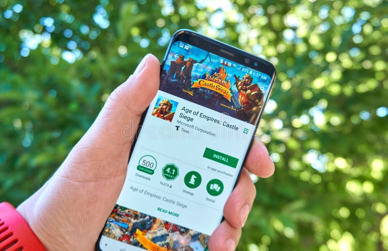 Microsoft Age of Empires Mobile App on Samsung S8. Editorial Stock ...
