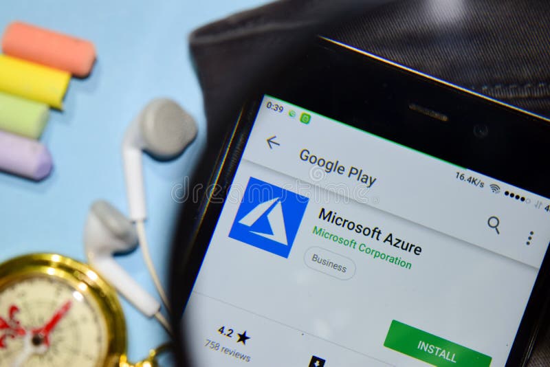 Microsoft Azure Dev App with Magnifying on Smartphone Screen Editorial ...