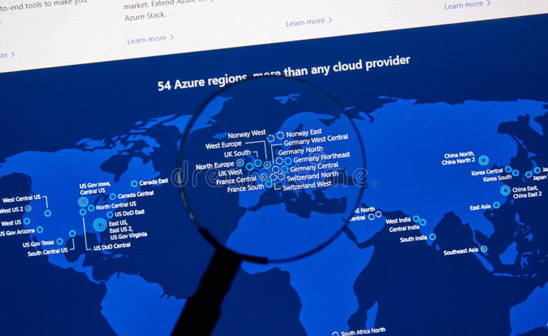 Microsoft Azure Regions Map Editorial Stock Image - Image of screen ...