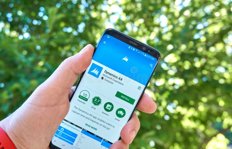 Microsoft Dynamics AX Mobile App on Samsung S8. Editorial Photography ...