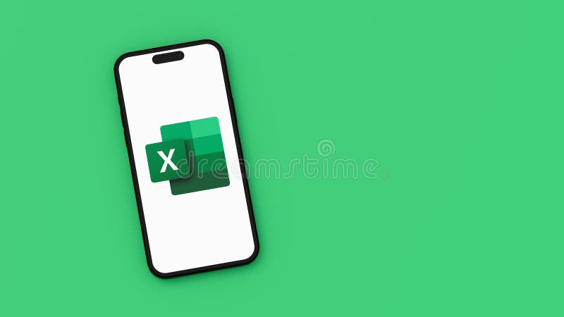 Microsoft Excel Logo on Mobile Phone Screen on Green Background with ...
