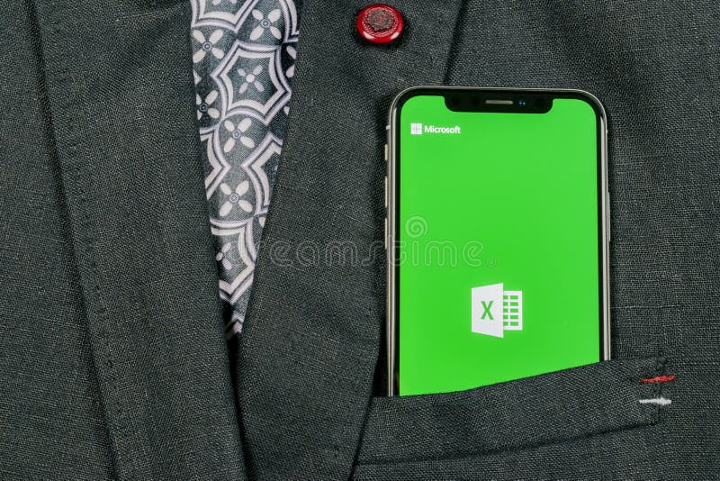 Microsoft Exel Application Icon on Apple IPhone X Screen Close-up in ...