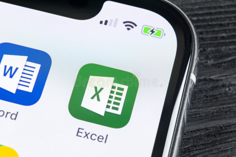 Microsoft Exel Application Icon on Apple IPhone X Screen Close-up ...